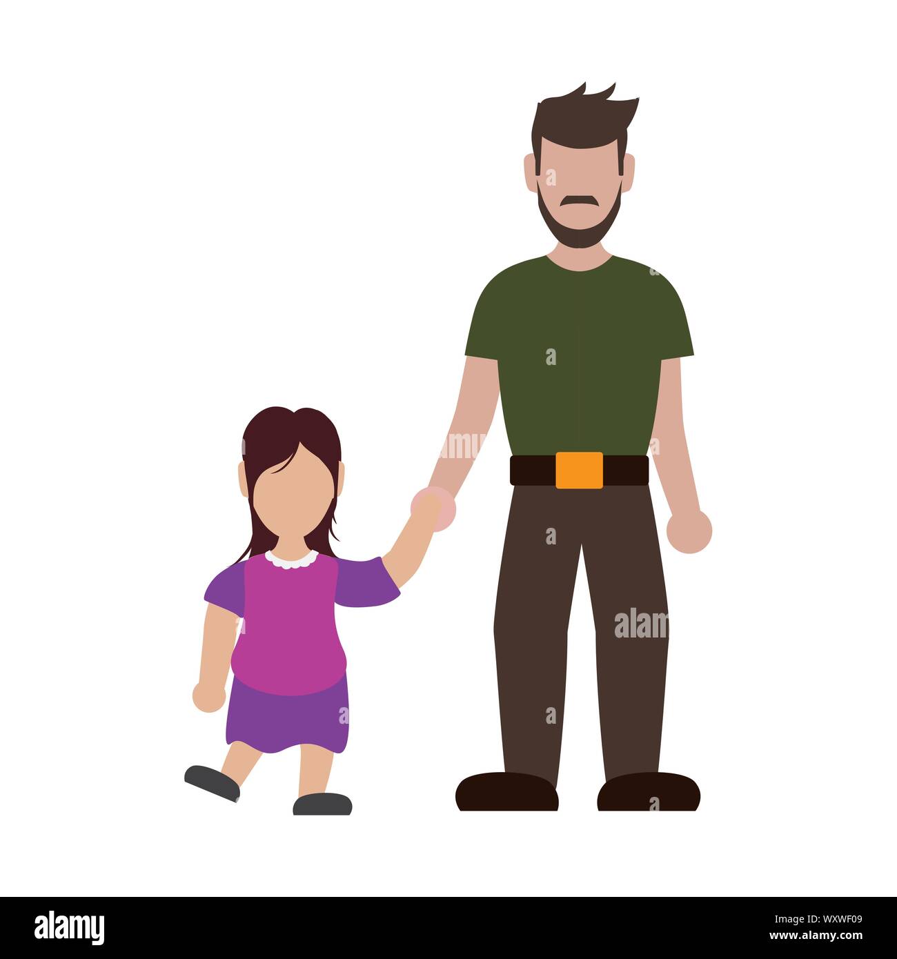 father with his daughter smiling avatar character vector illustration ...