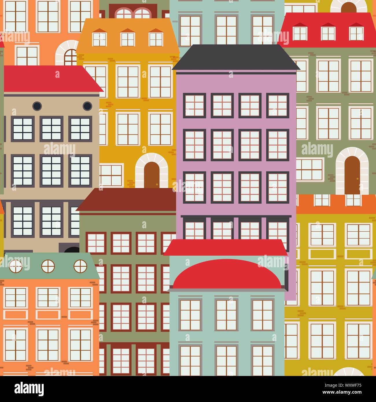 Little Town in retro Style. Vector Illustration Stock Vector Image ...