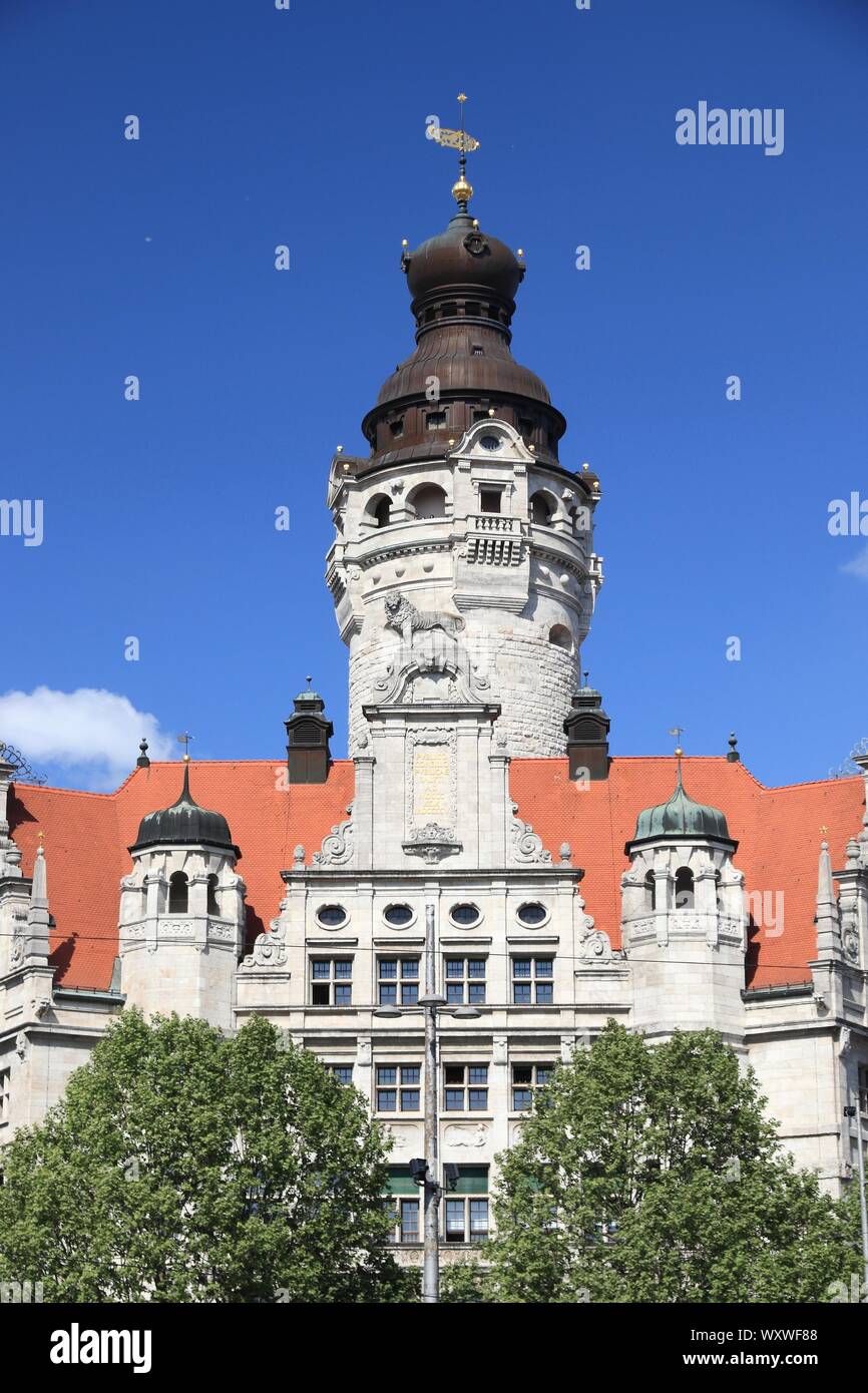 Leipzig landmarks, Germany. New City Hall (Neues Rathaus) built in ...