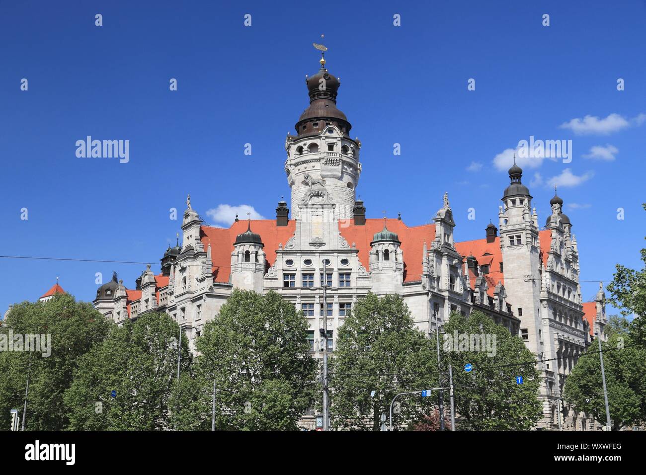 Germany landmark - Leipzig city. New City Hall (Neues Rathaus) built in ...