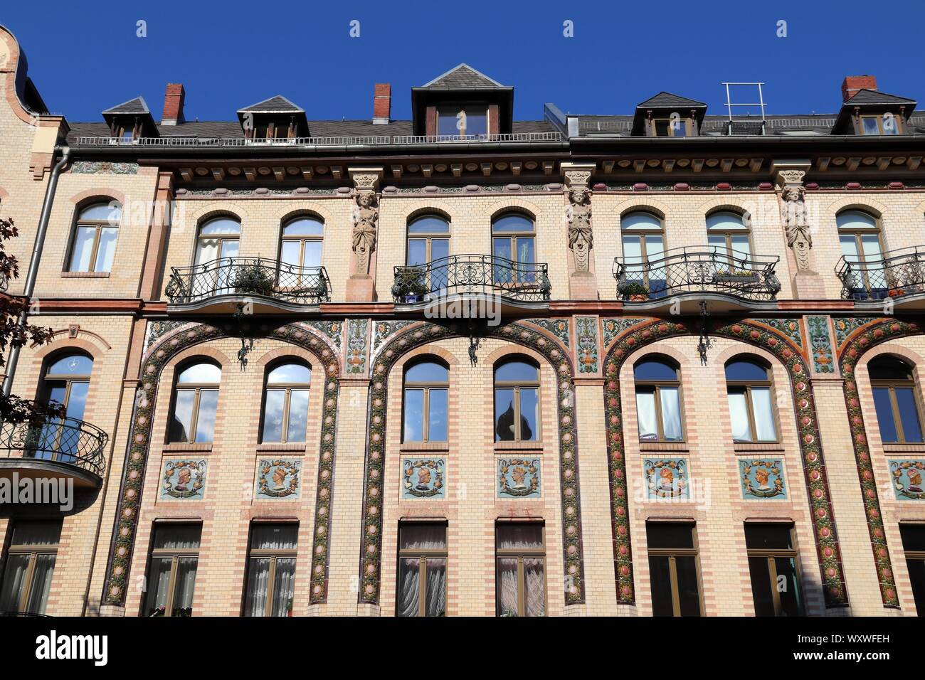 Chemnitz landmark - street view of residential architecture in Germany ...