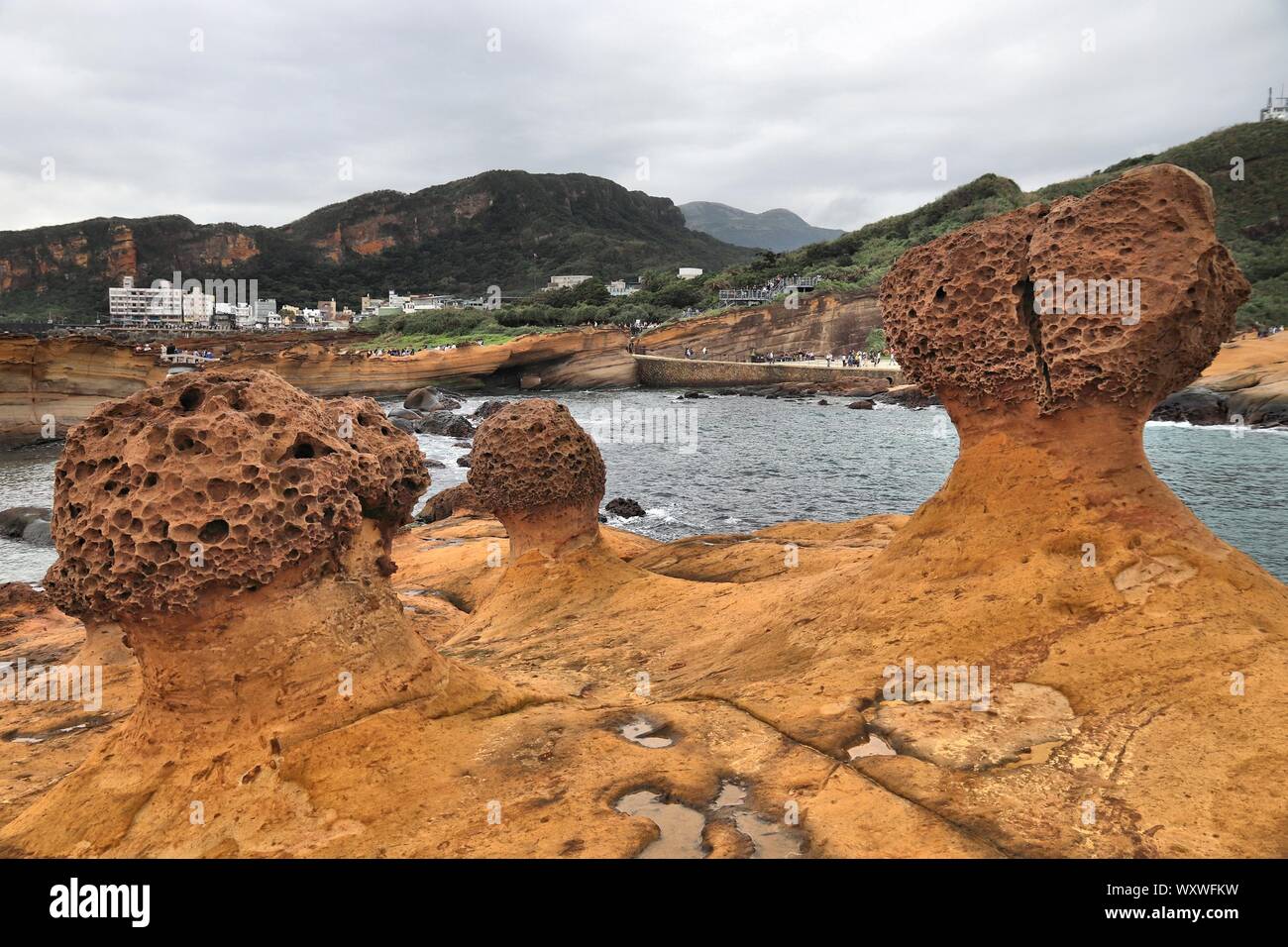 Taiwan landscape - bizarre rock formations at Yehliu Geopark near ...