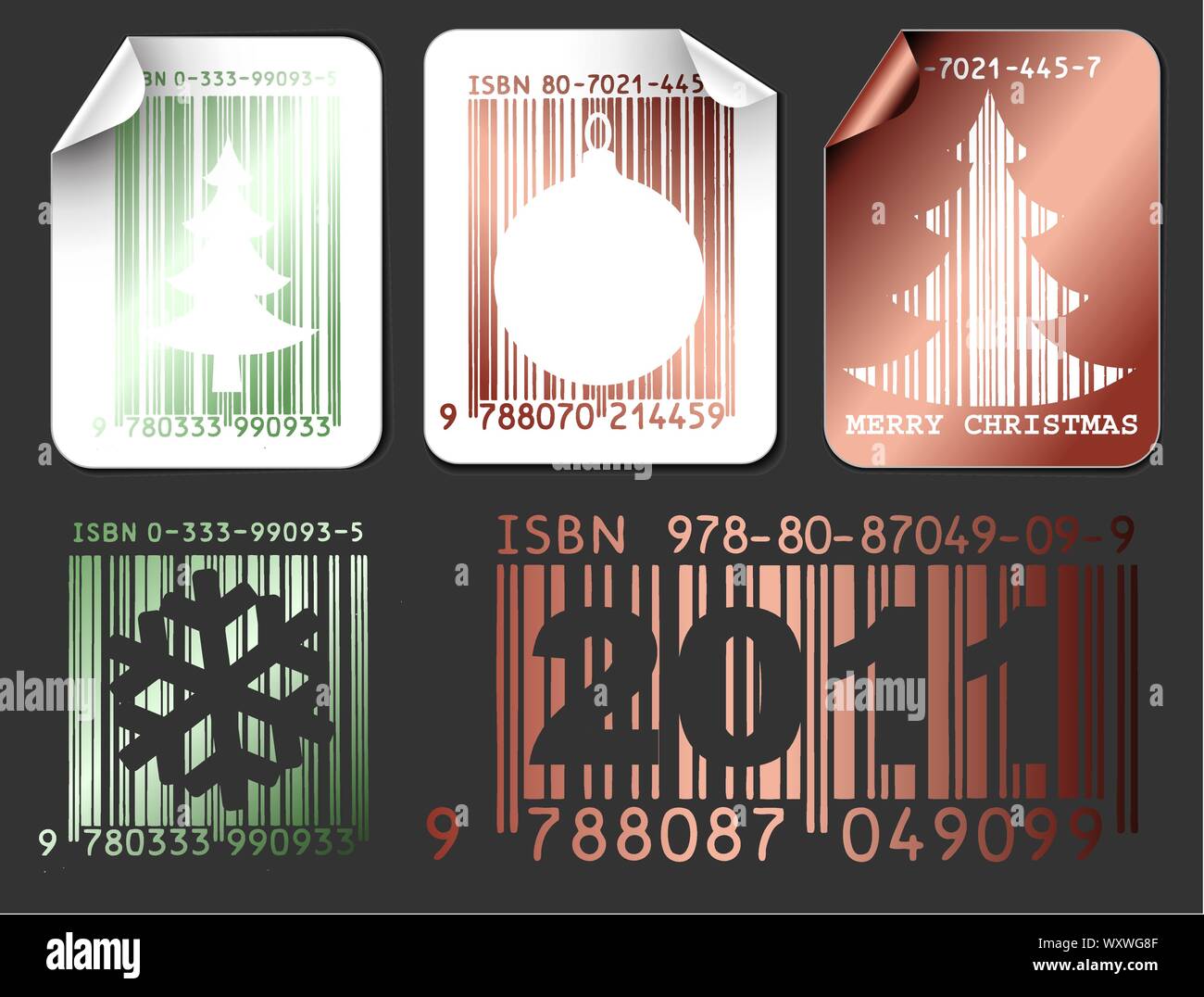 Set of metallic labels with Christmas bar codes (vector Stock Vector ...