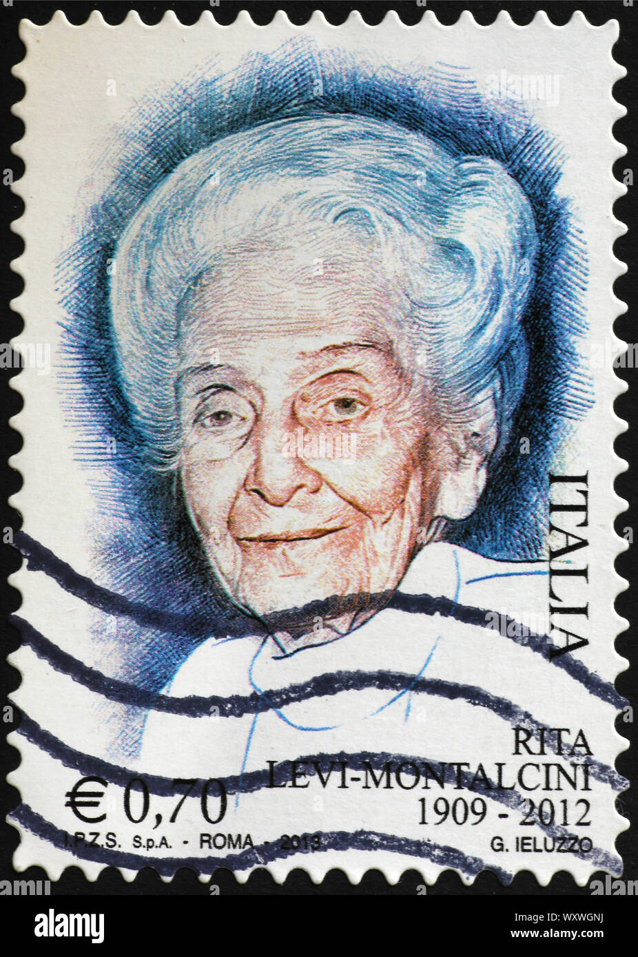 Italian scientist Rita Levi Montalcini on postage stamp Stock Photo - Alamy