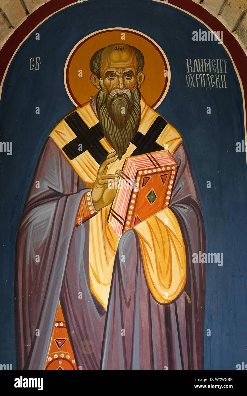 Saint Clement of Ohrid, fresco in the Church of Saint Paraskeva of the ...