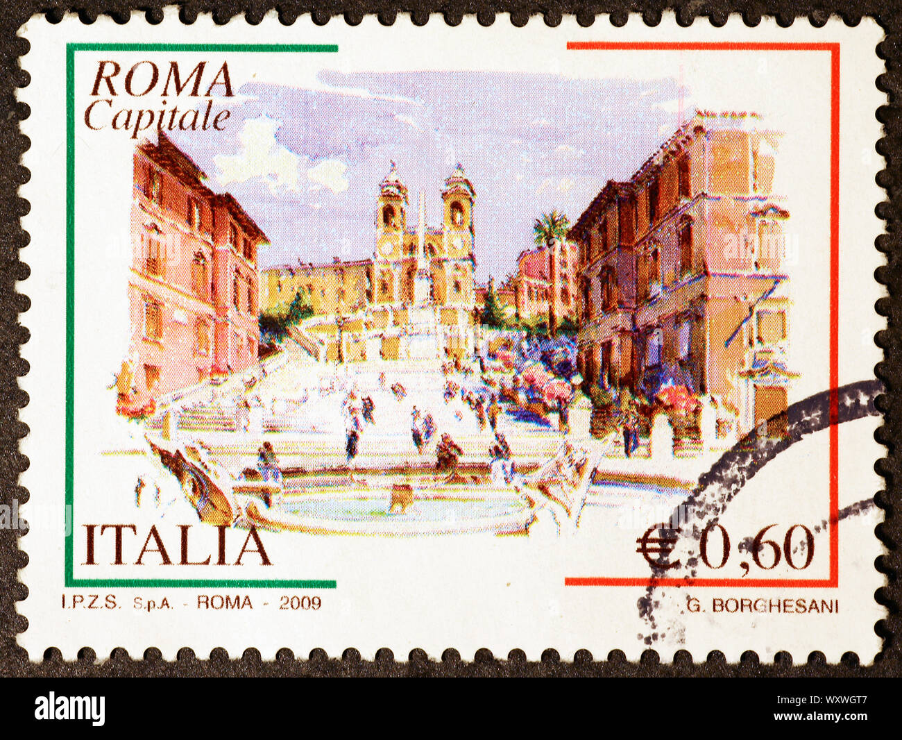 Piazza di Spagna on italian postage stamp Stock Photo - Alamy
