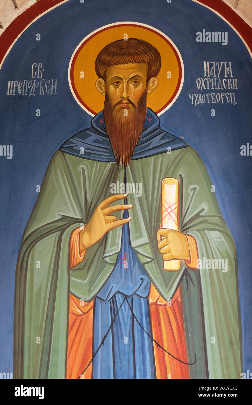 Saint Naum of Ohrid, fresco in the Church of Saint Paraskeva of the ...