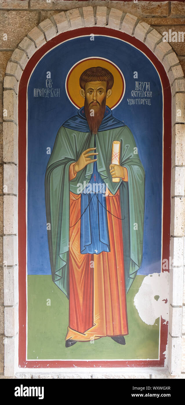 Saint Naum of Ohrid, fresco in the Church of Saint Paraskeva of the ...