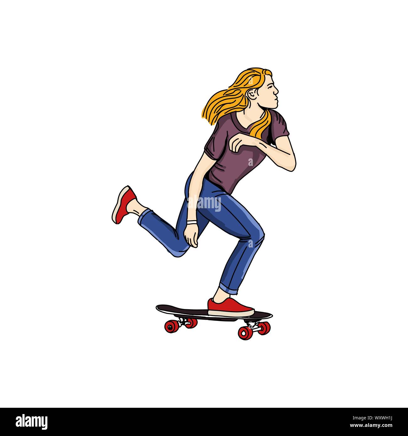 A skater style. Skateboard Vector illustration. Street sports ...