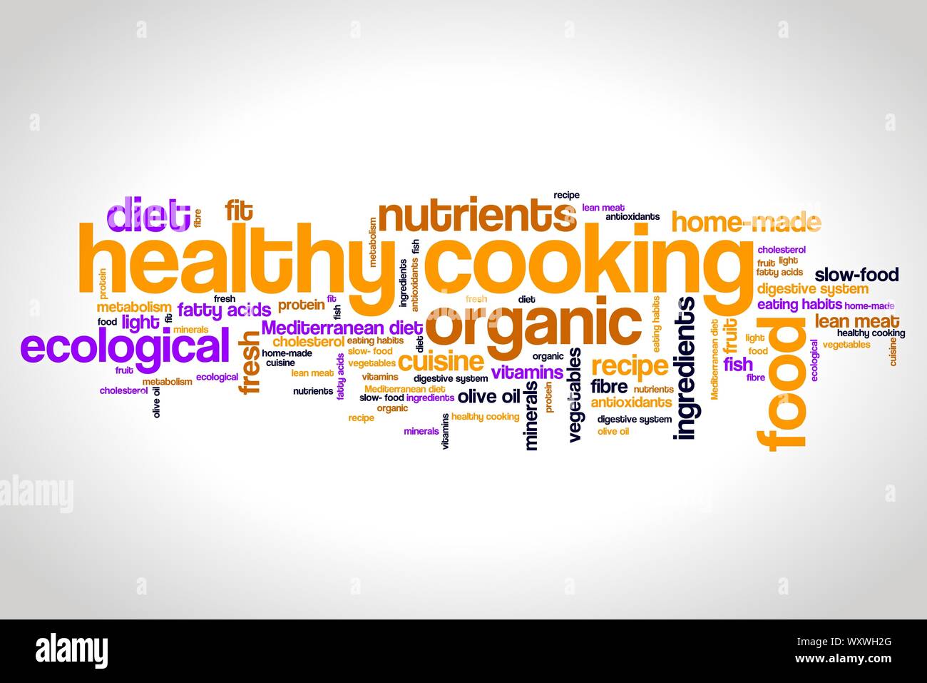 Healthy cooking and slow food diet concepts word cloud illustration ...