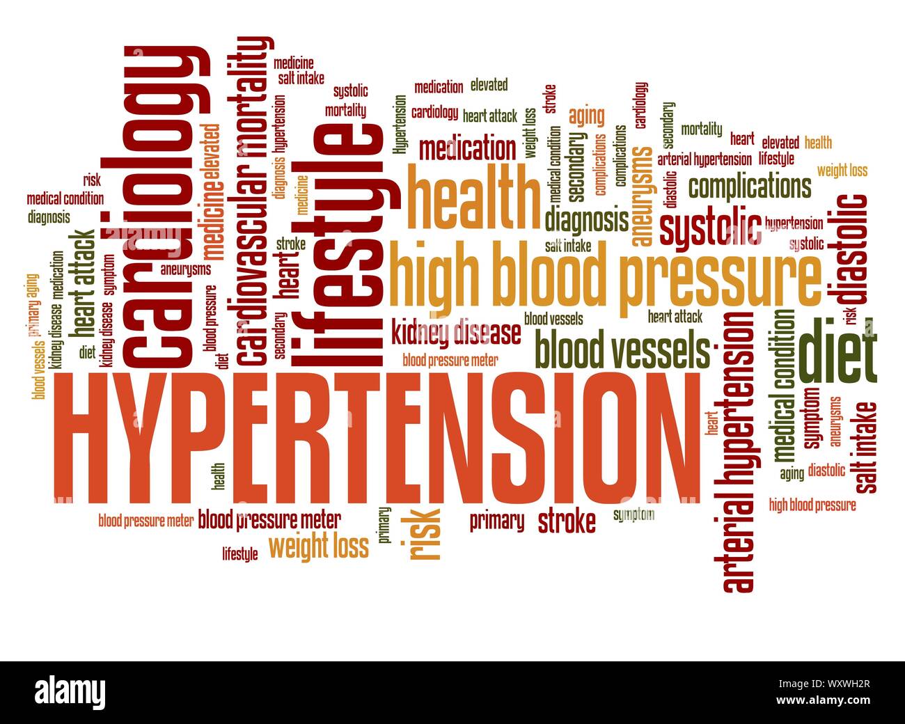 Hypertension - health conceptual word cloud illustration. Word collage ...