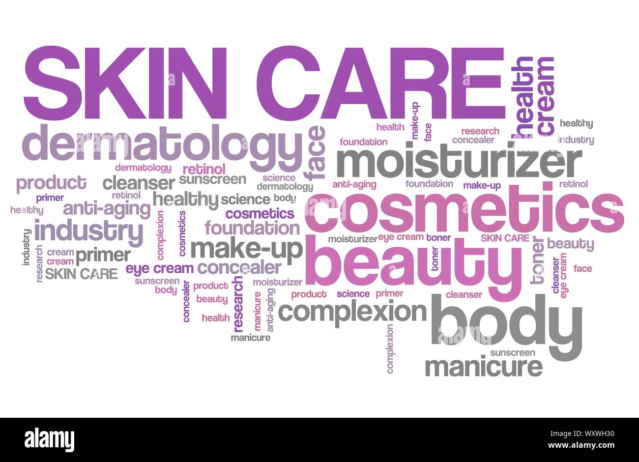 Skin care products - beauty industry. Tag cloud concept Stock Photo - Alamy