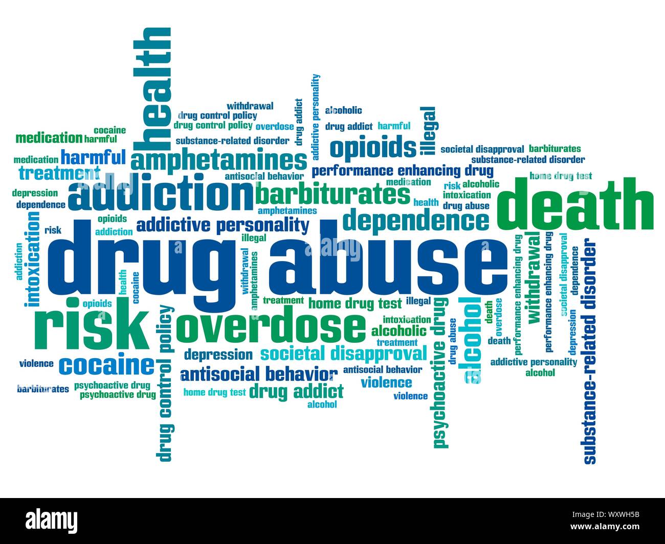 Drug abuse problem issues and concepts word cloud illustration. Word ...