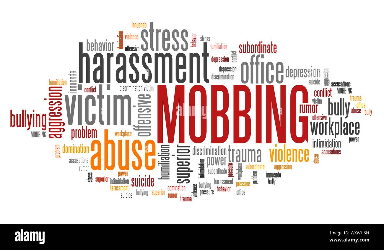 Mobbing - work place harassment problem. Employment word cloud Stock ...