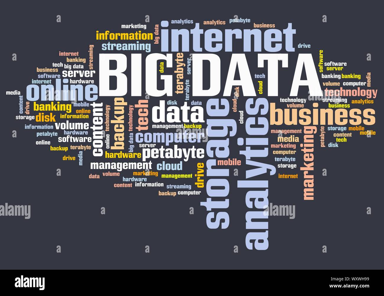 Big data - market information analytics concept. Word cloud Stock Photo ...