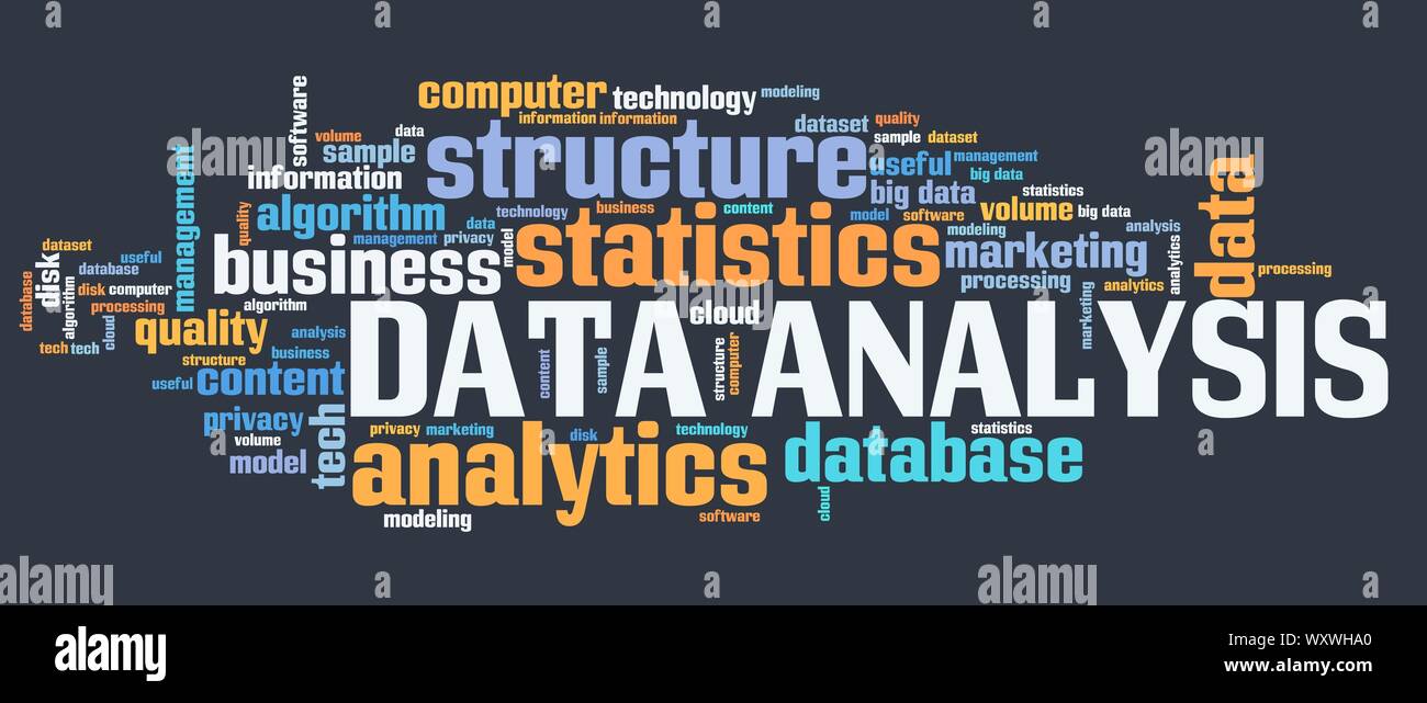 Data analysis - content analytics technology concept. Word cloud Stock ...