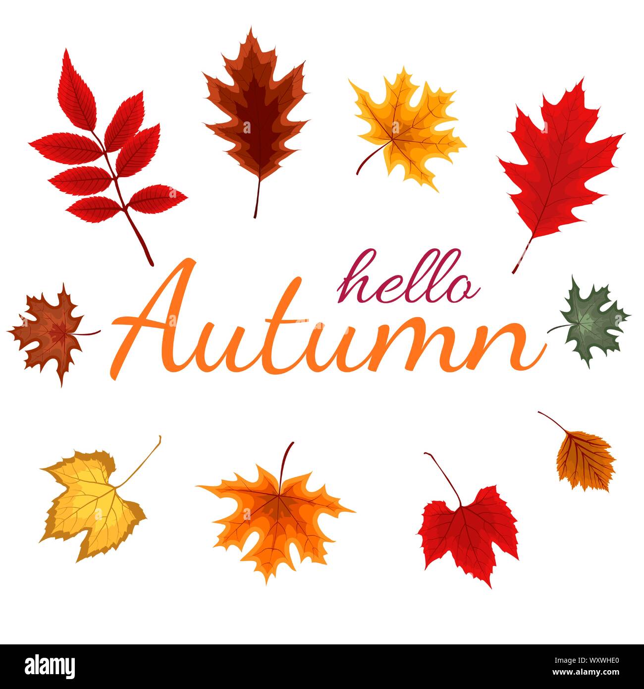 Abstract Vector Illustration Background with Falling Autumn Leaves ...