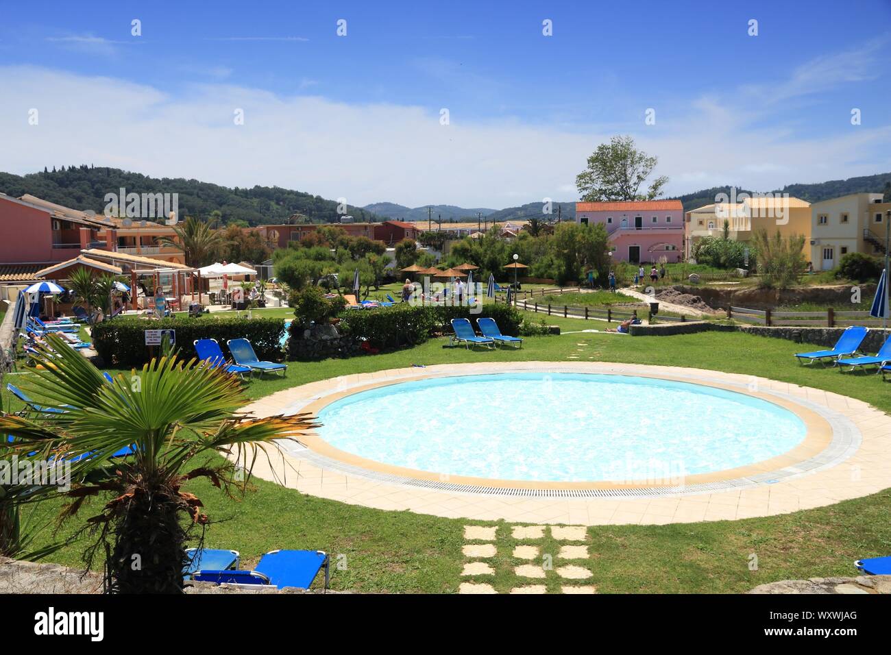 CORFU, GREECE - MAY 31, 2016: Generic vacation resort swimming pool in ...