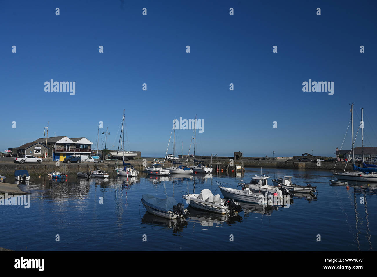 The harbouer Aberaeron eith the famous Harbour master hotel. on a ...
