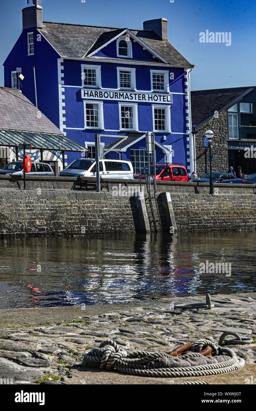 The harbouer Aberaeron eith the famous Harbour master hotel. on a ...