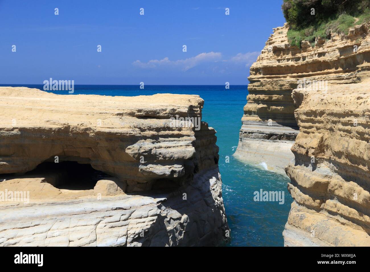 Sidari on Corfu island, Greece. Canal D'Amour rock formation - Canal of ...