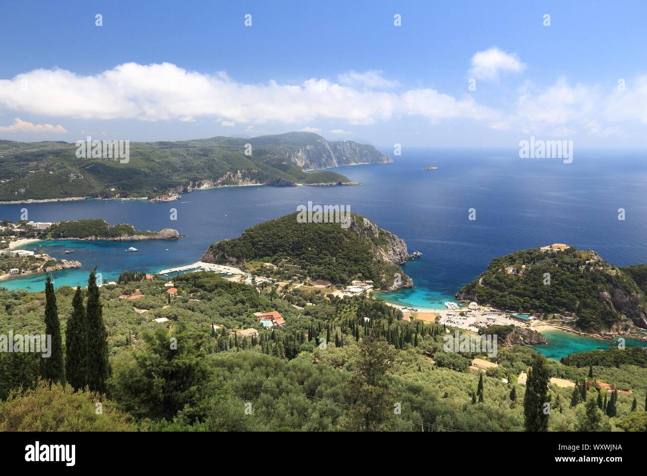 Corfu island landscape - Ionian Sea view in Paleokastritsa. Greek ...