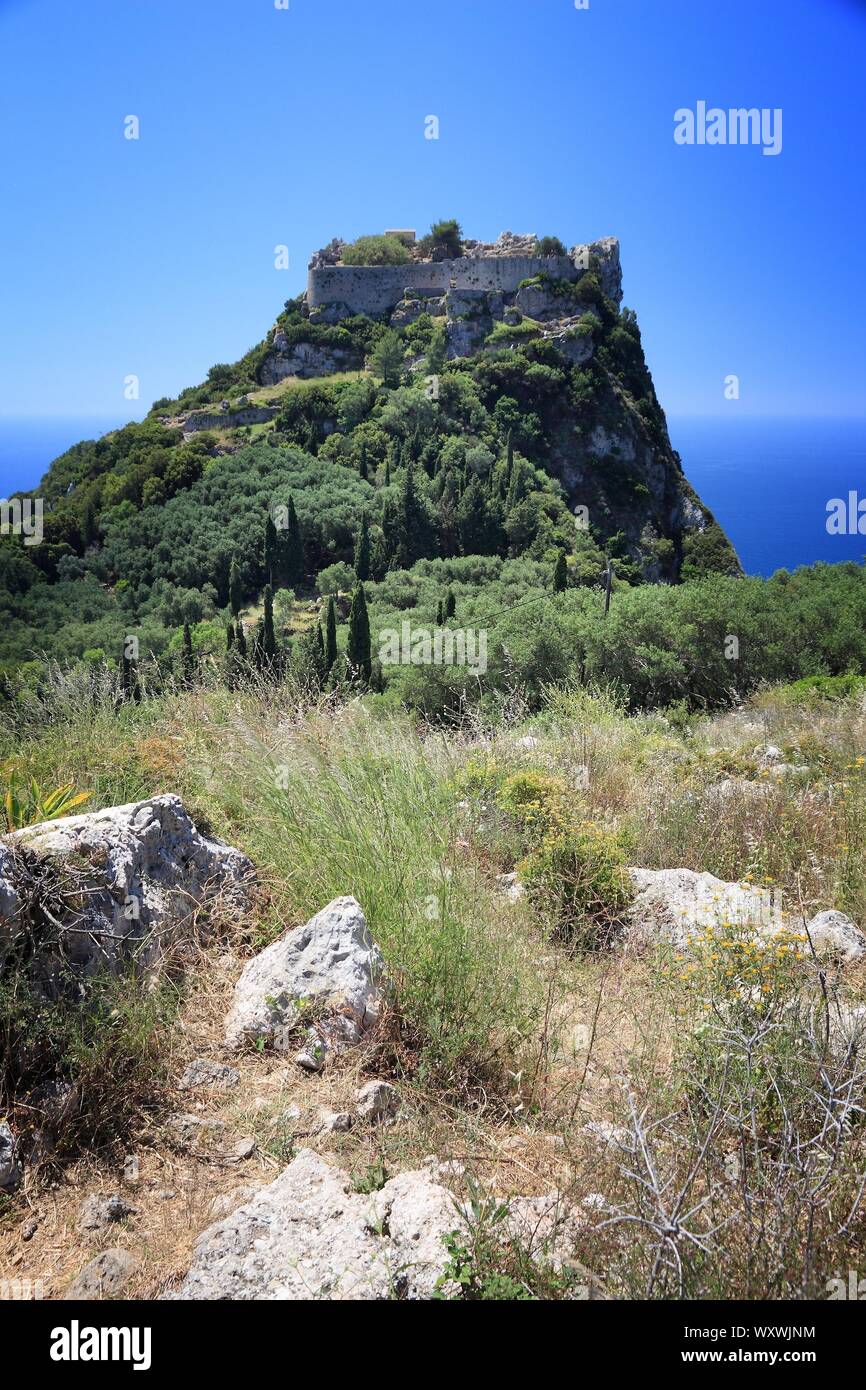 Corfu island landscape - Angelokastro fortress. Byzantine castle Stock ...