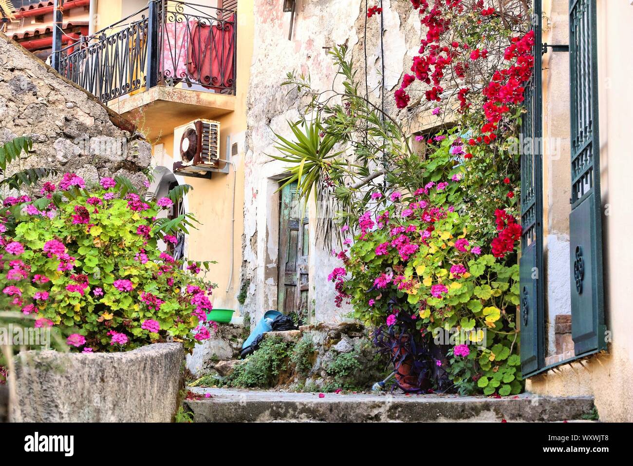 Greek village at the island of Corfu - Sinarades. Rural Greece Stock ...