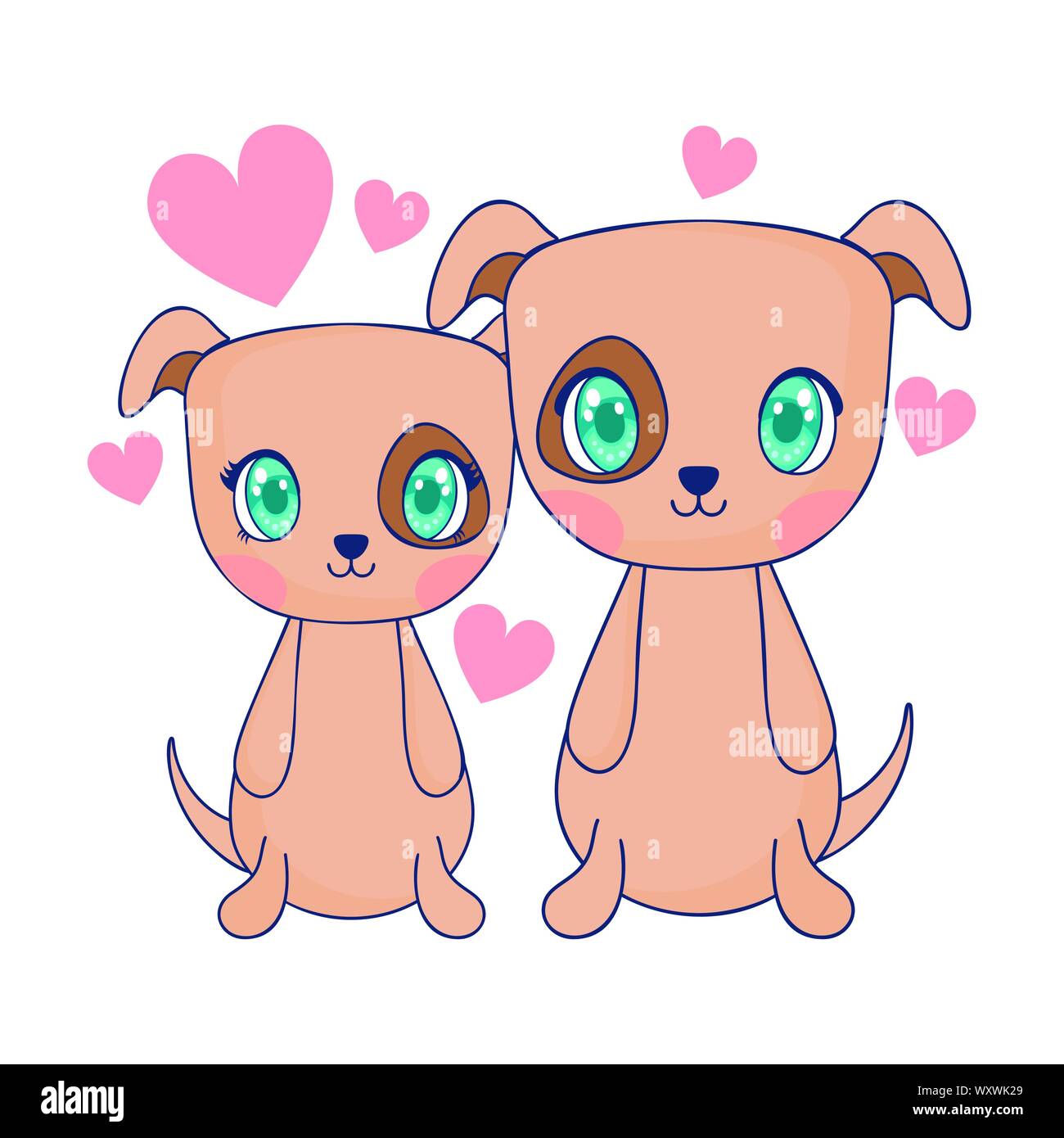 cute dogs couple characters vector illustration design Stock Vector ...