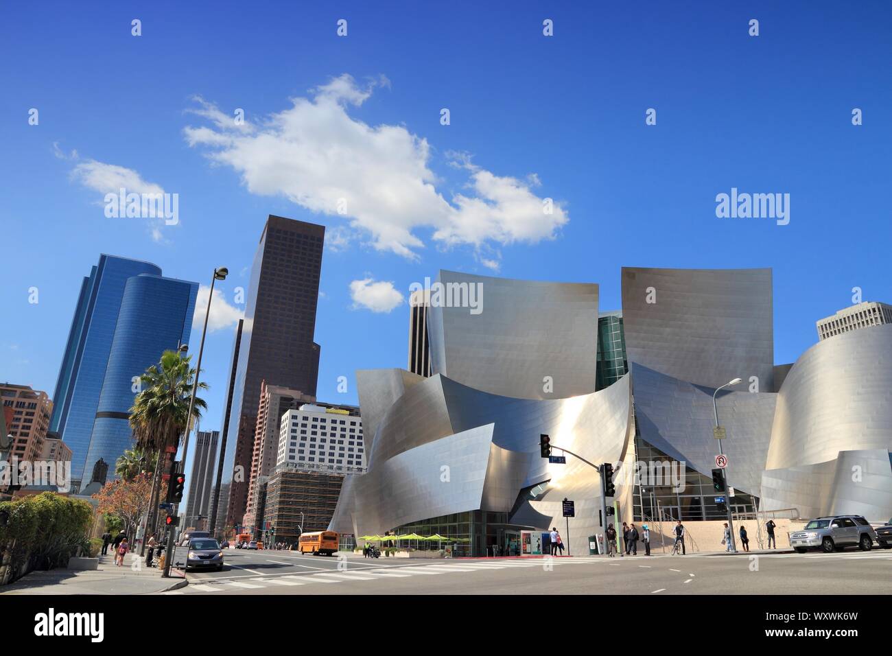 LOS ANGELES, USA - APRIL 5, 2014: People visit Walt Disney Concert Hall ...