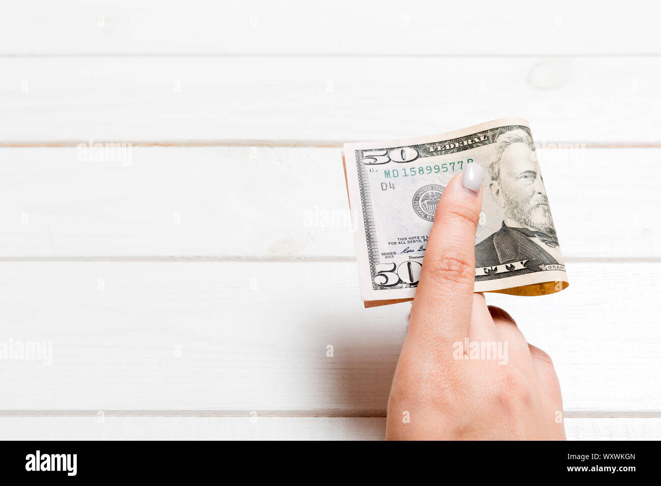 Stack fifty 50 dollar bills hi-res stock photography and images - Alamy