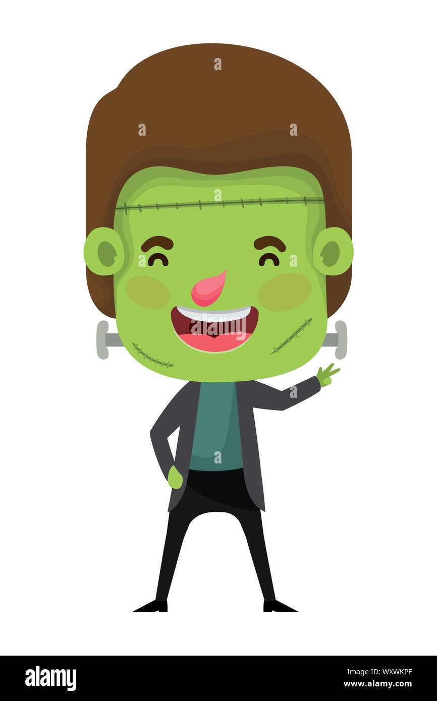 cute little boy with frankenstein costume Stock Vector Image & Art - Alamy
