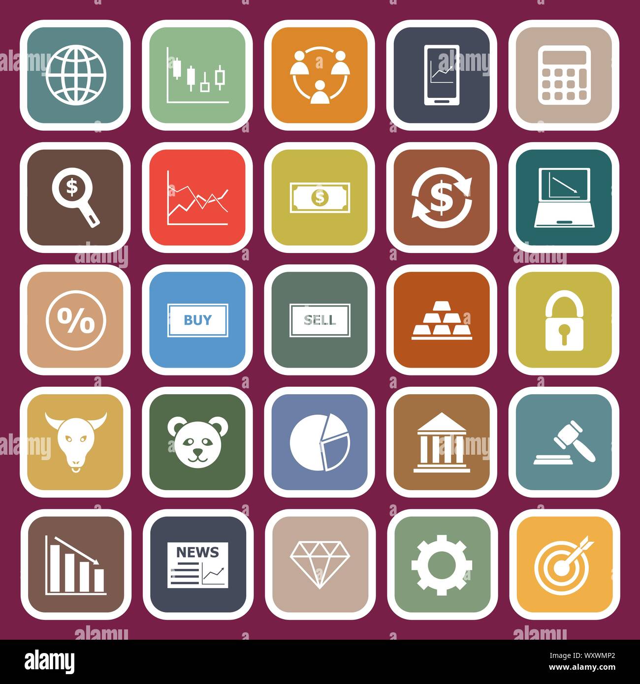 Forex flat icons on red background, stock vector Stock Vector Image & Art - Alamy