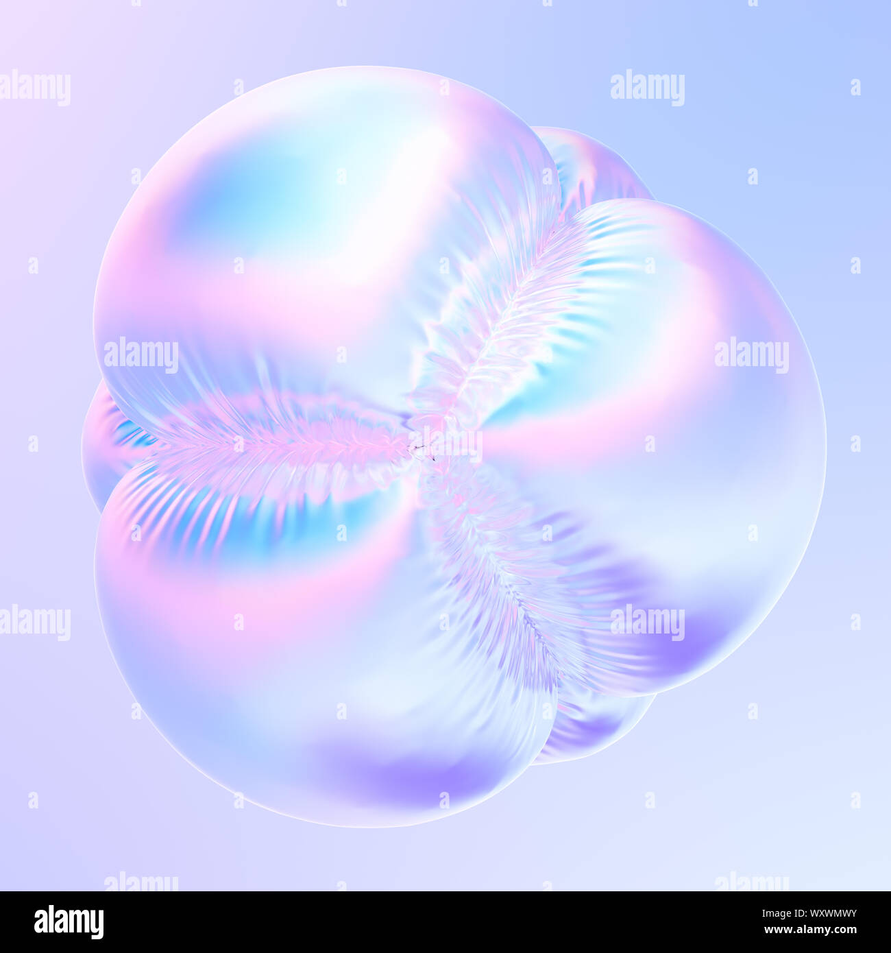 Liquid holographic bubble shape with wrinkles and ripples. Holographic ...