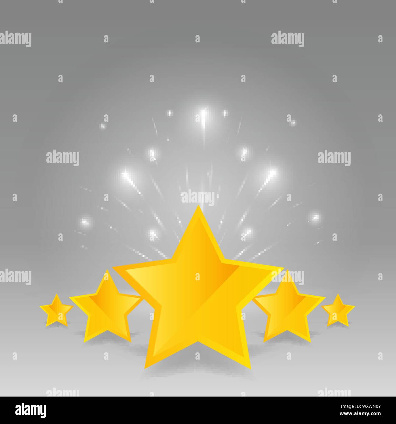Five star golden rating, feedback creative vector illustration winning ...