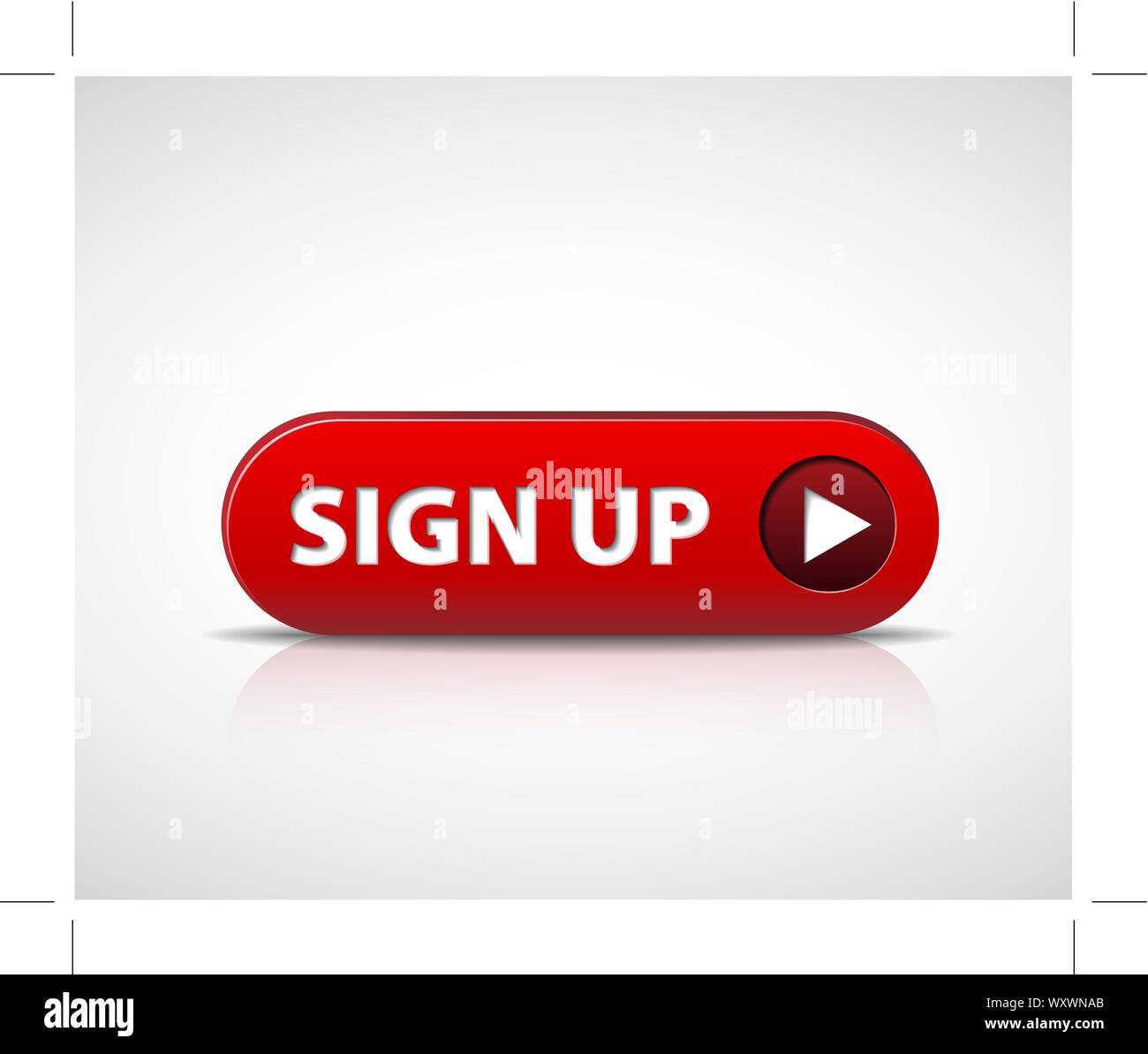 Big red sign up now button with shadow and reflections Stock Vector ...