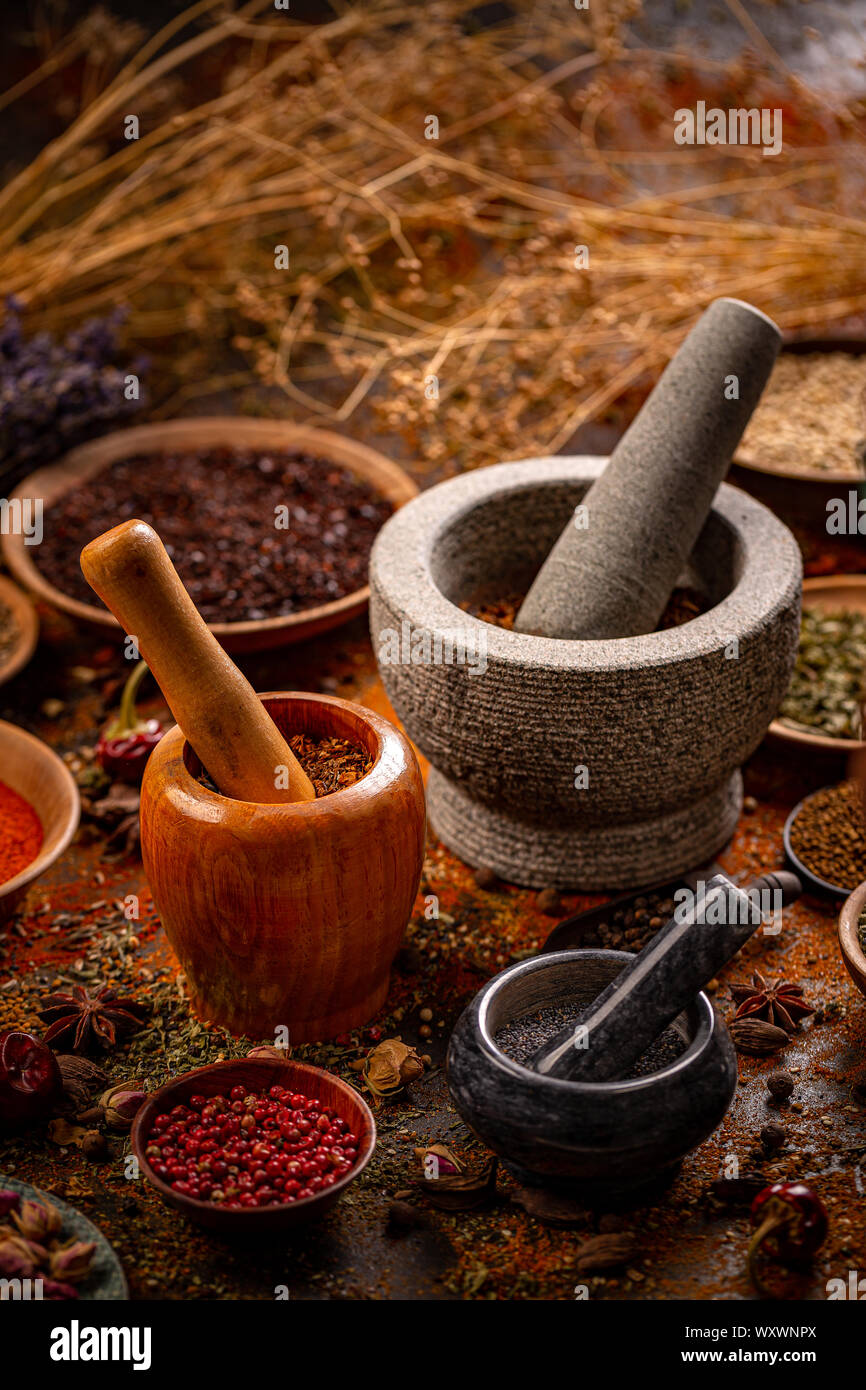 Composition of spices and seasonings for cooking Stock Photo - Alamy
