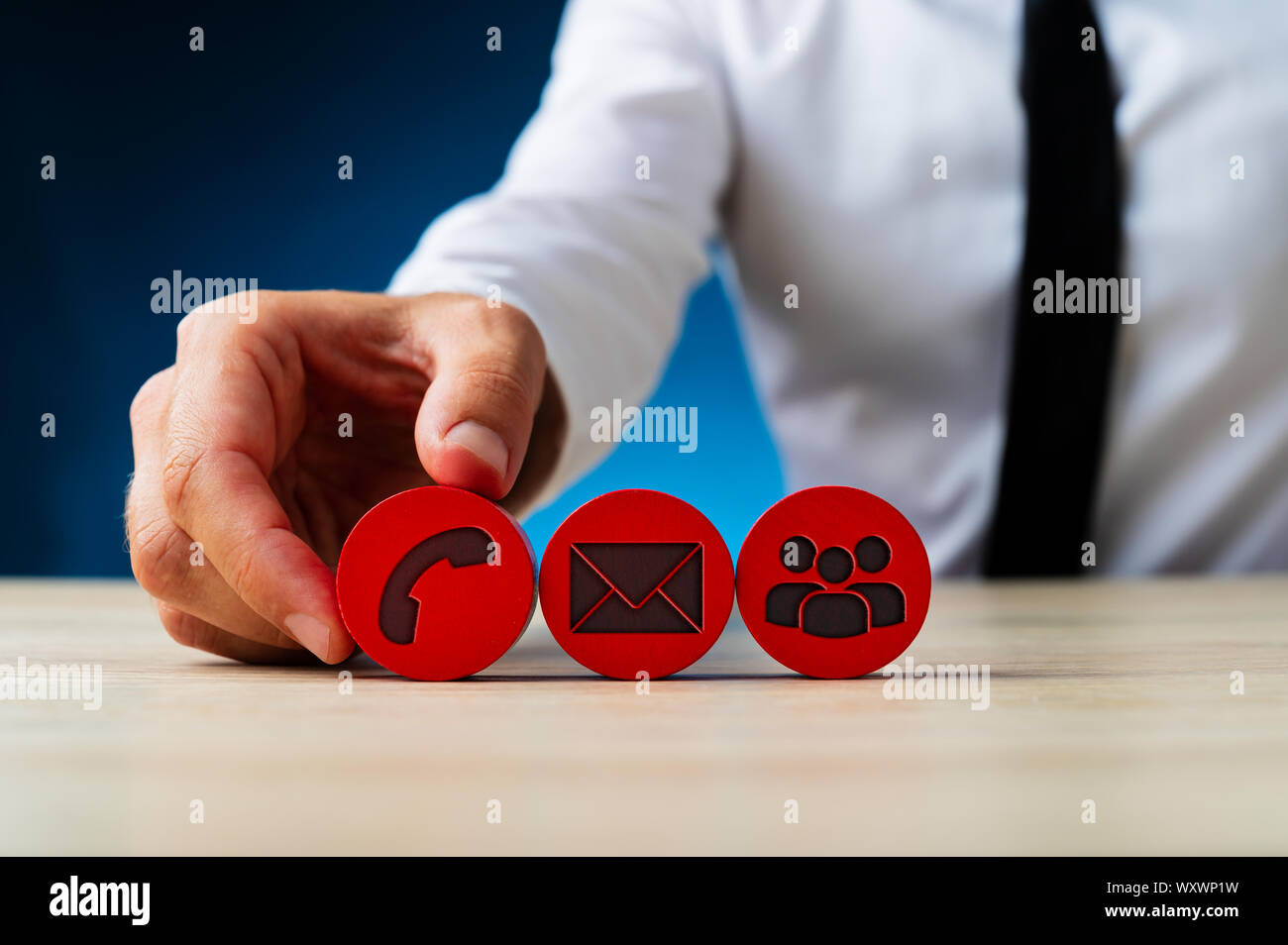 Customer service representative placing red circles with contact and ...