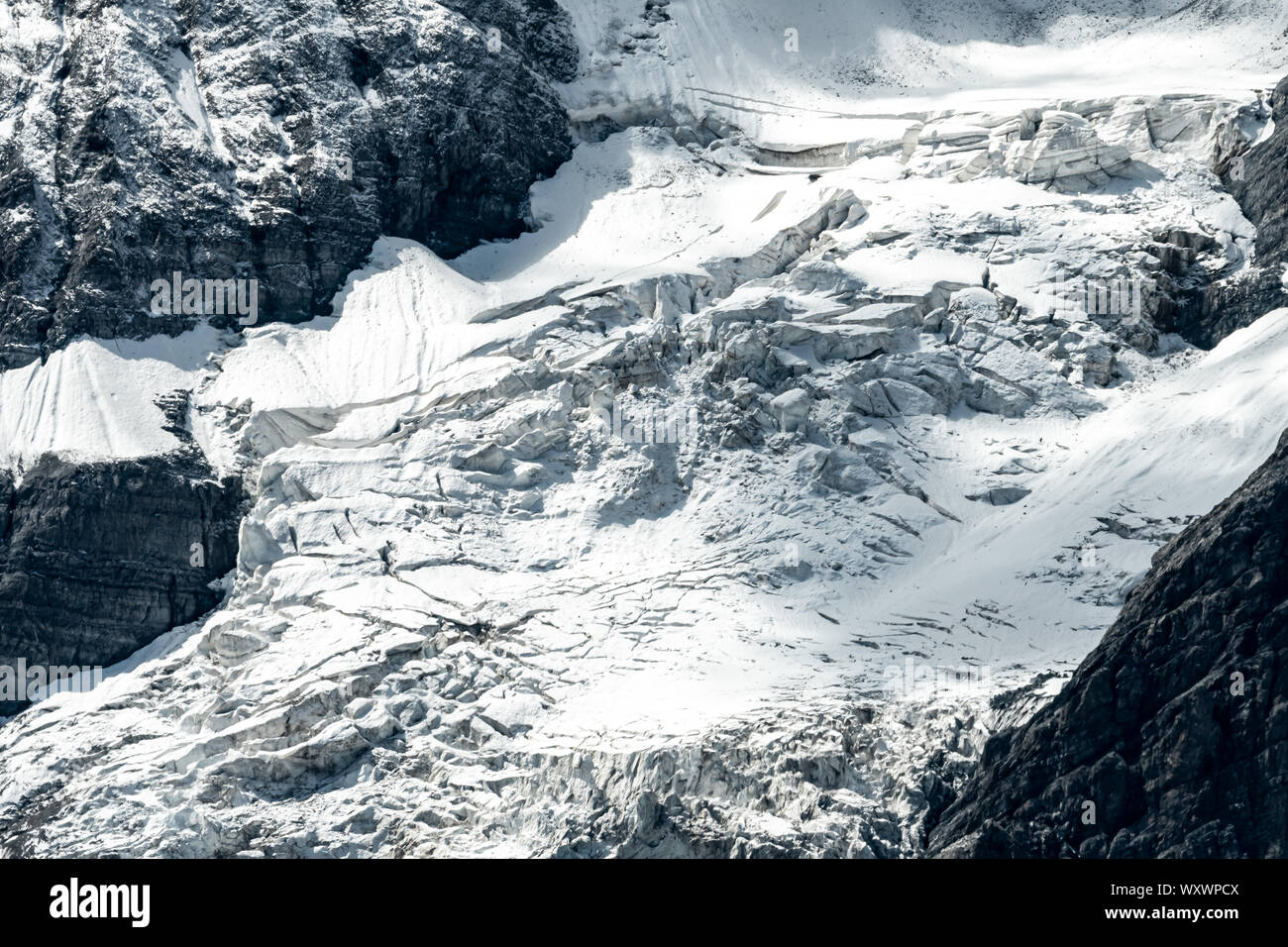 Closeup of the glacier of the Ortler mountains in South Tyrol (Italy ...