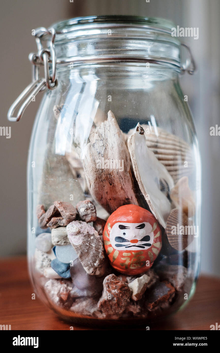 Home design: Ecosphere with stone garden and Japanese Daruma doll Stock ...