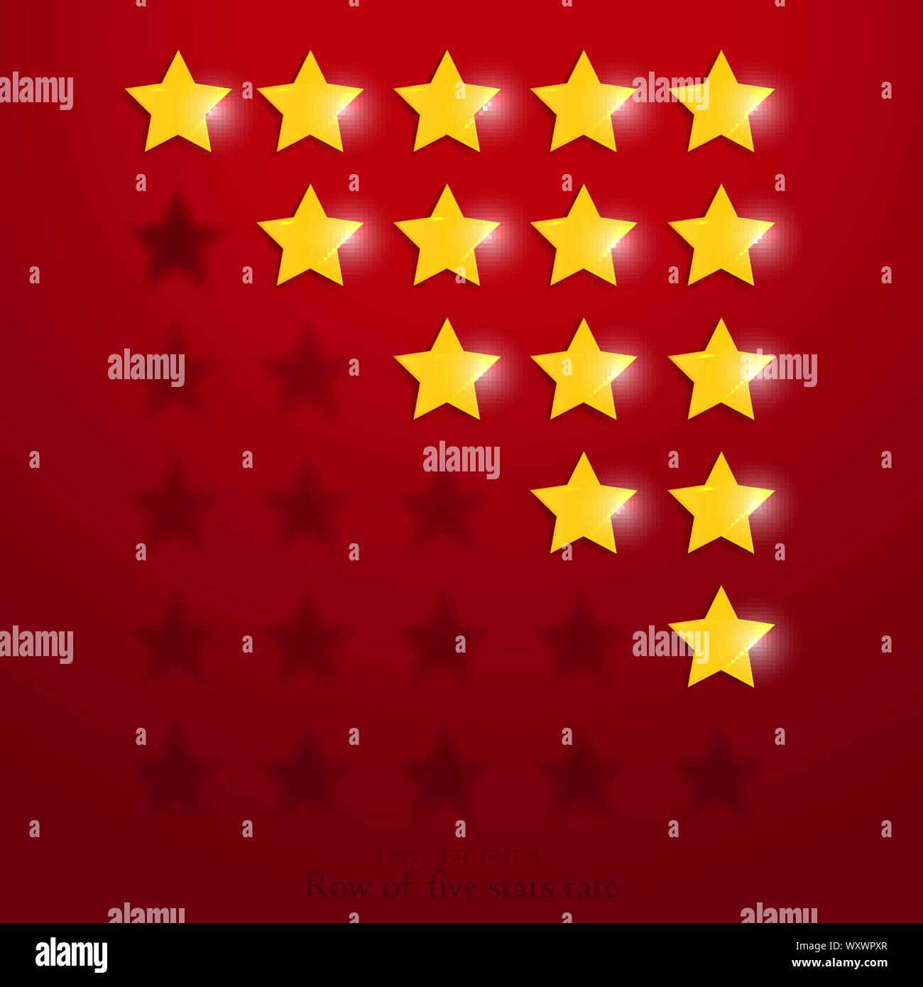Five stars rate row collection, rank status elements, statistic review ...