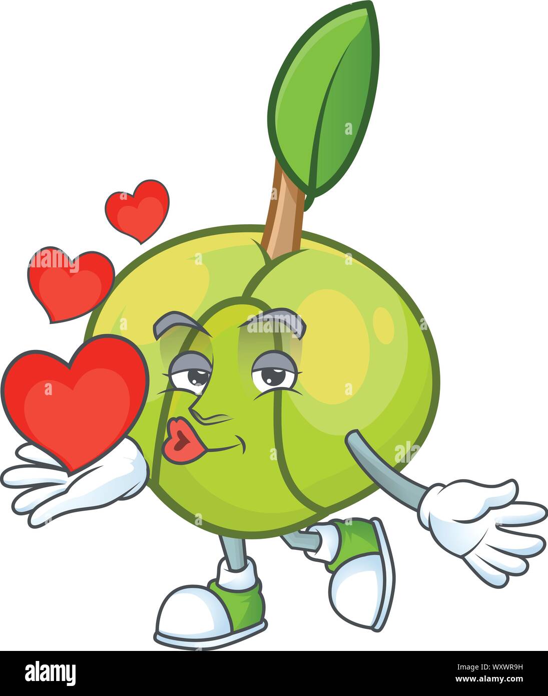 With heart elephant apple cartoon on white background Stock Vector ...