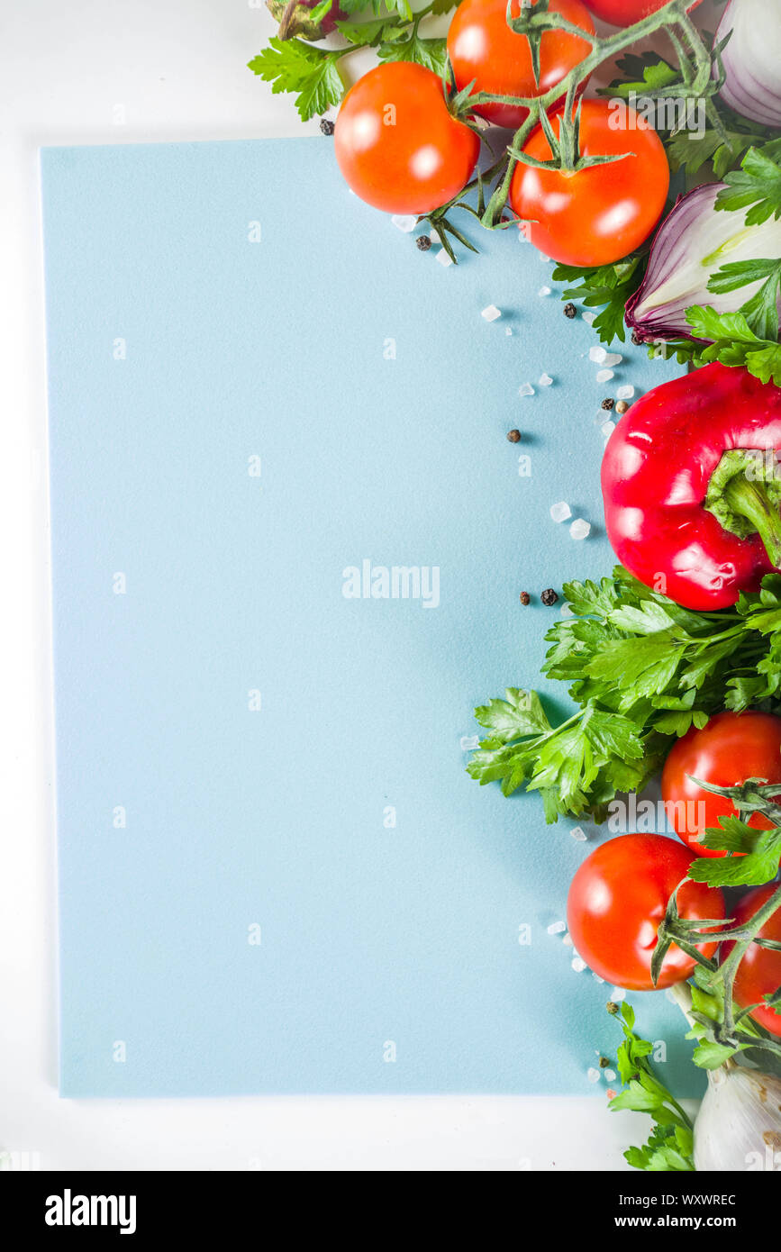 Cooking background with fresh vegetables and herbs. Healthy clean ...