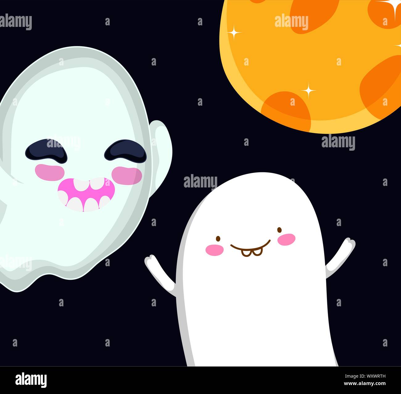 flying ghosts in the night moon halloween Stock Vector Image & Art - Alamy