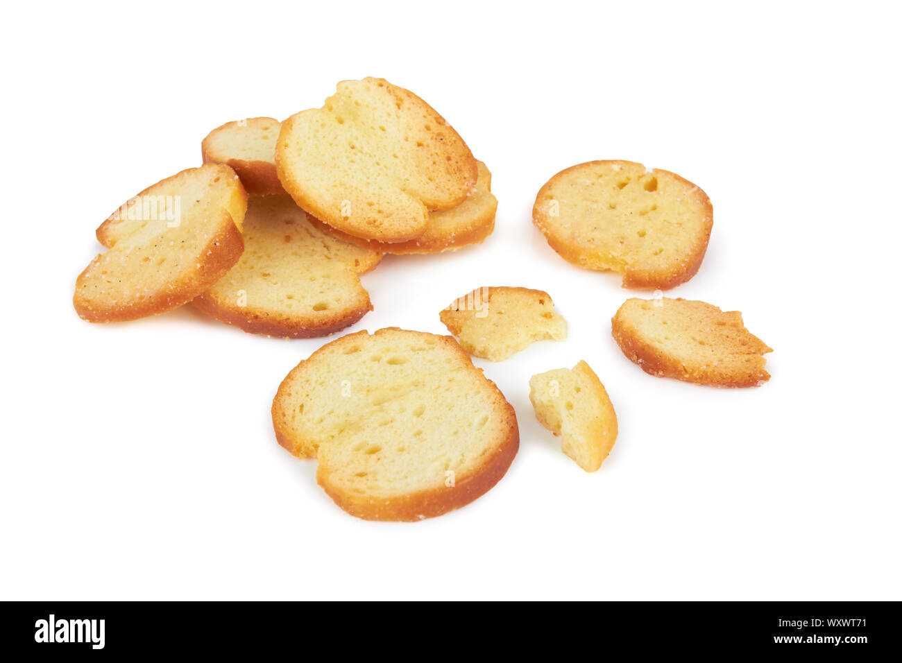 Broken dry crackers on Cut Out Stock Images & Pictures - Alamy