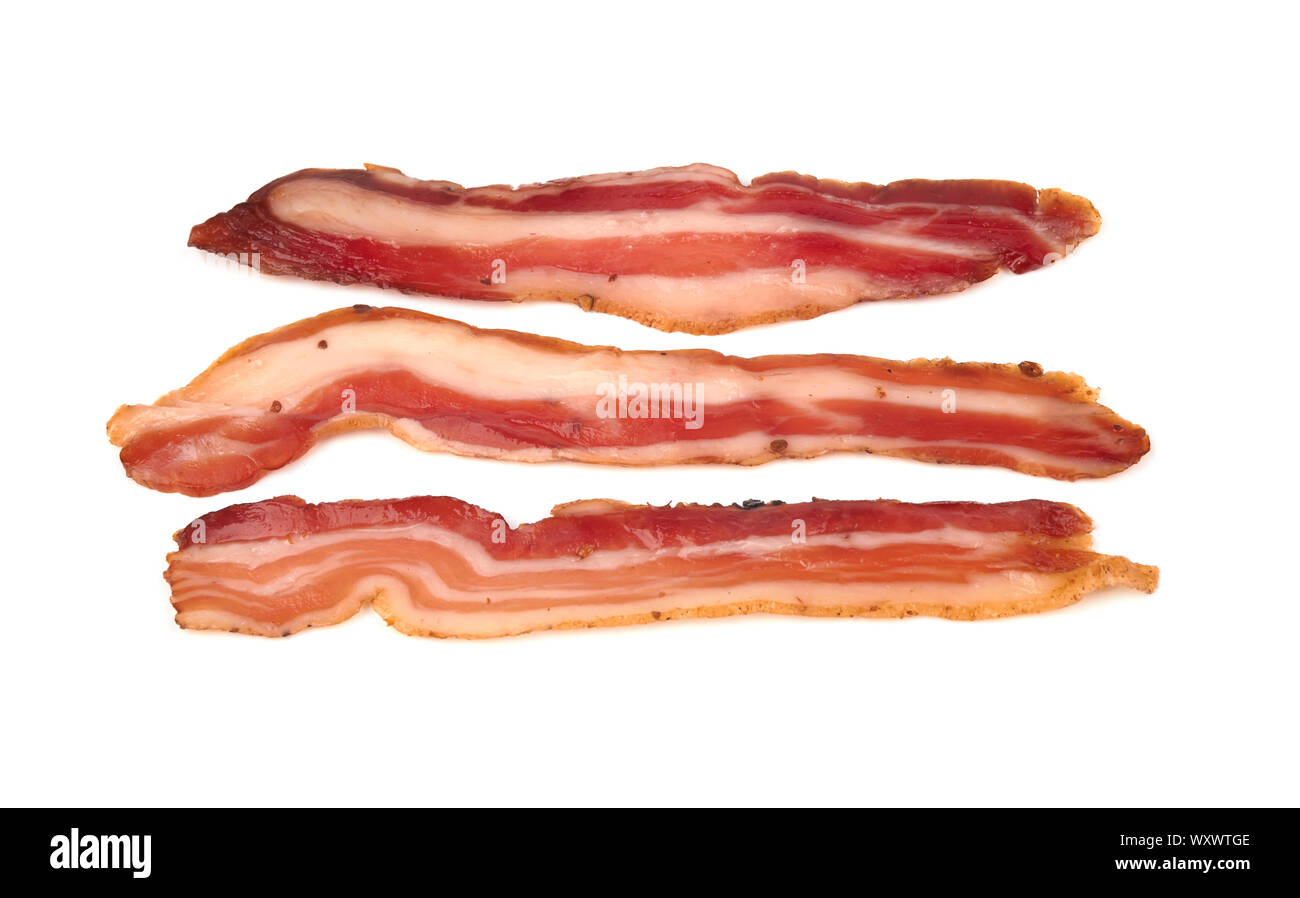 Fresh raw becon isolated on white background Stock Photo - Alamy