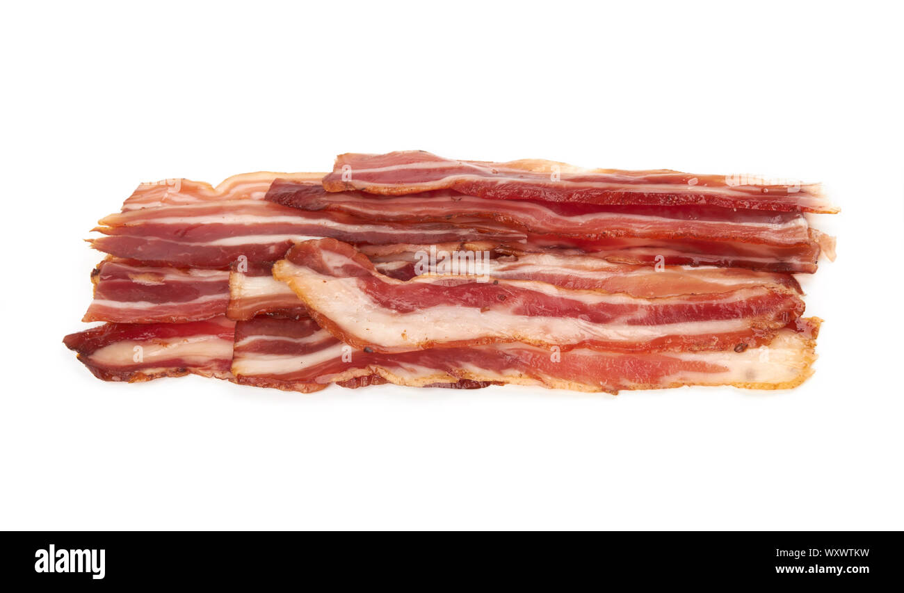 Fresh raw becon isolated on white background Stock Photo - Alamy