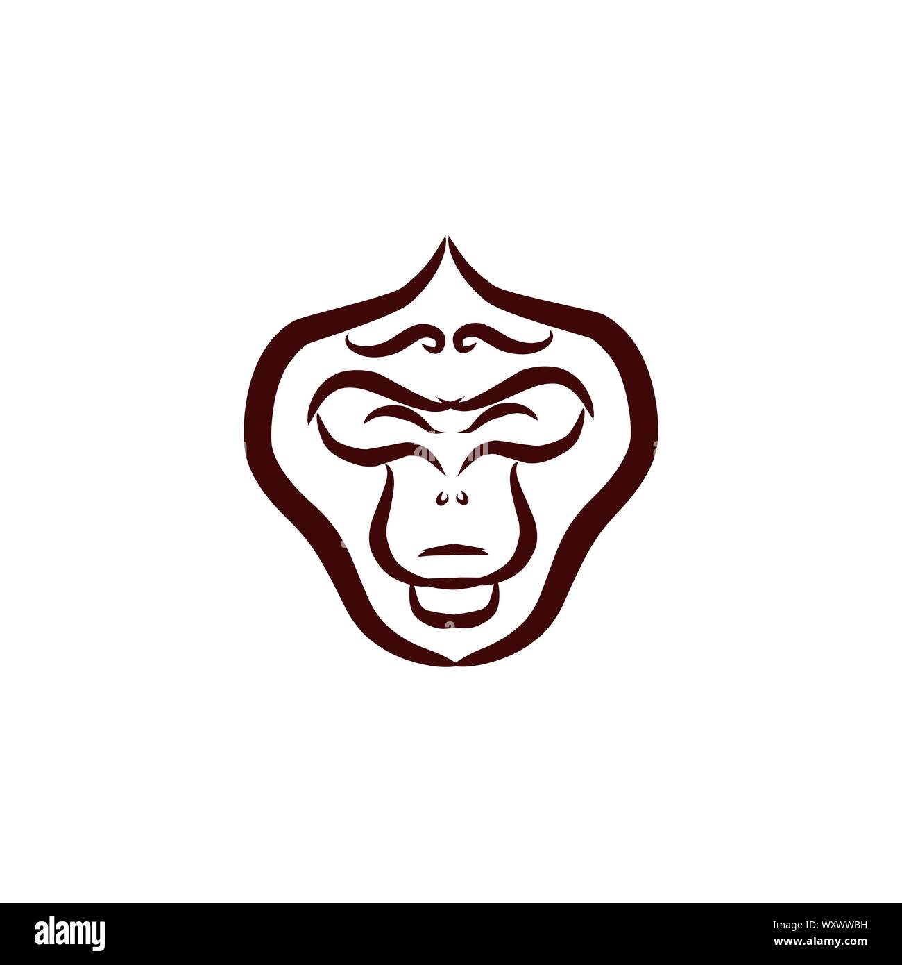 Monkey faces, logo and icon. Line art. Monkey head and ape for avatar ...