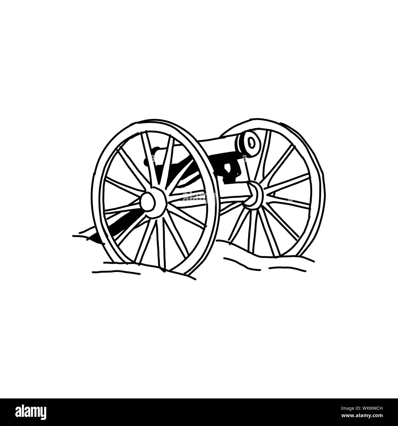 Vector ancient cannon, vintage ink engraving illustration arm weapon ...