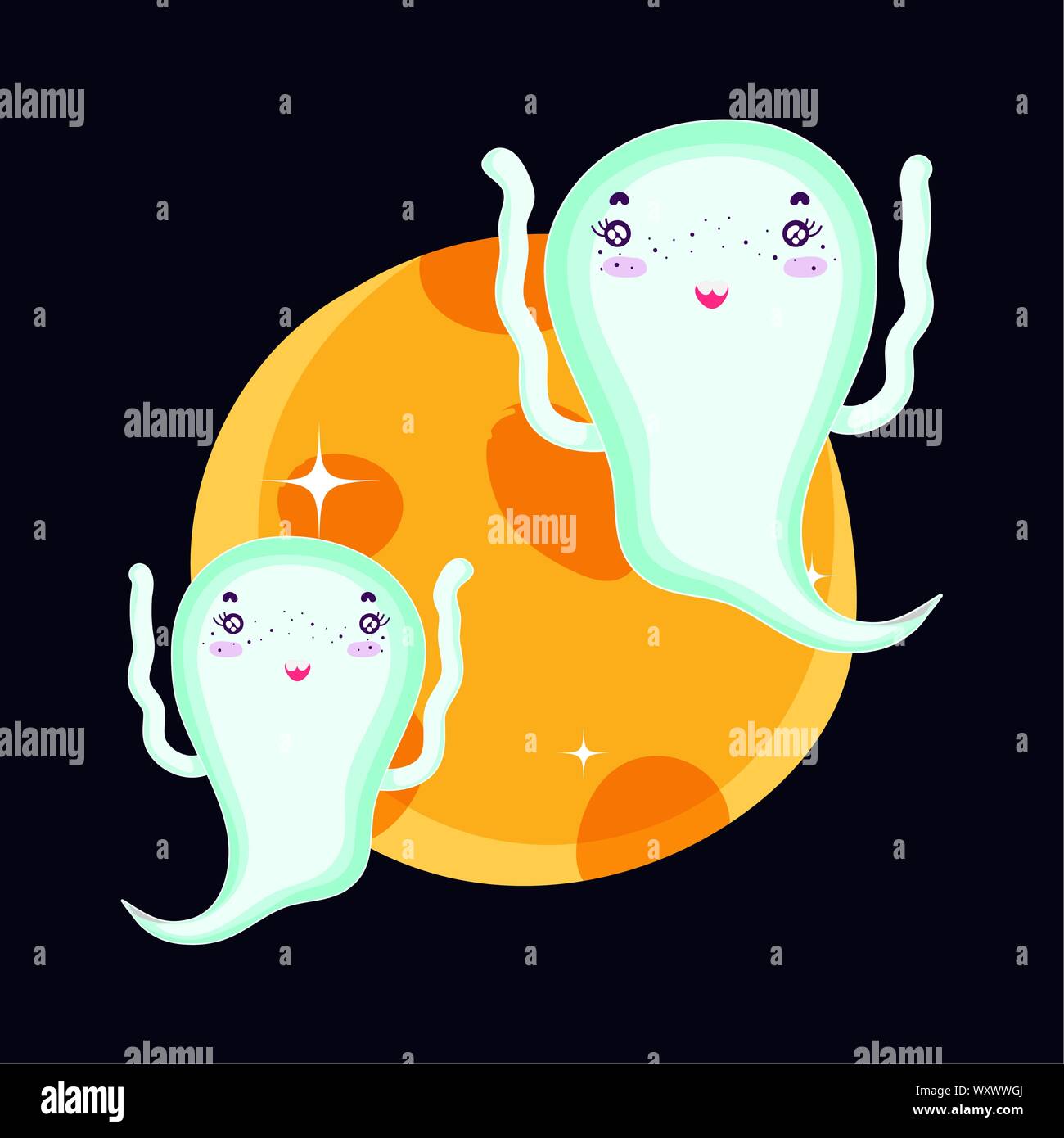 Silhouette moon ghosts Stock Vector Images - Alamy